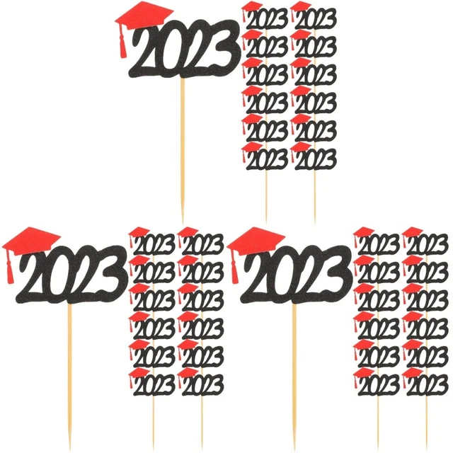 60 PCS CLASS 2023 Cupcake Toppers Bachelor's Hat Mini Foods Cake ...