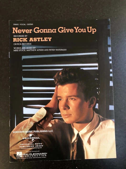 RICK ASTLEY SHEET music Never Gonna Give You Up (1987) alternate cover ...