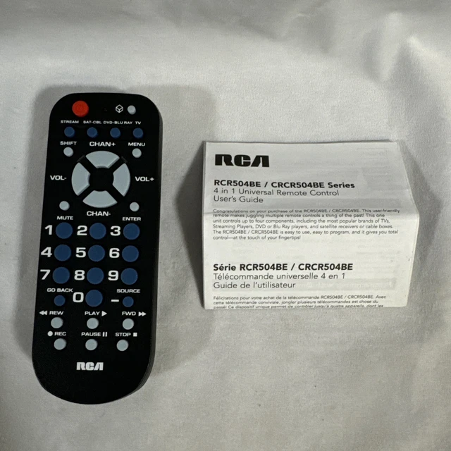 RCA UNIVERSAL REMOTE Control w/ 4 Device Controls TV, Cable, VCR, DVD ...