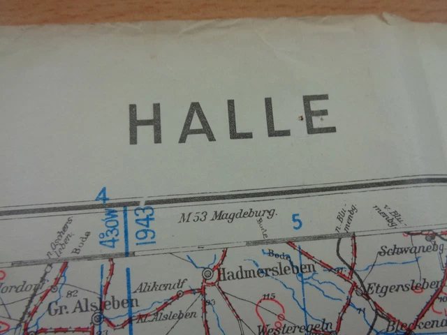 WW2 (1944) RAF / Army Map of GERMANY - "HALLE" (+ DESSAU, HALBERSTADT ...