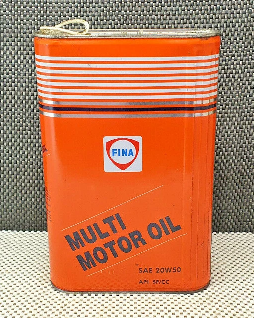 ANCIEN BIDON D'HUILE Vide 2 Litres Fina Multi Motor Oil SAE 20W50 API ...