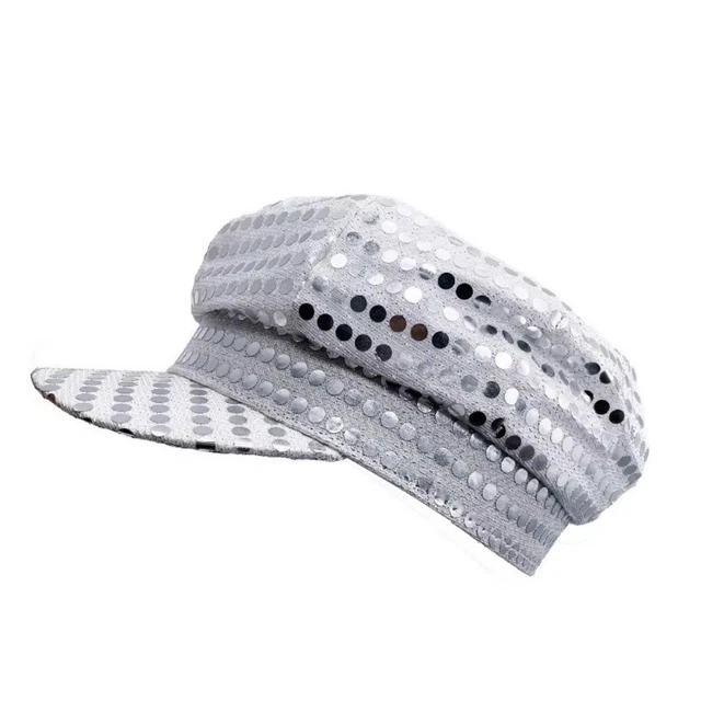 GLITTER BERET NEWSBOY Cap Sequin Dance Hat Retro Octagonal Cap Birthday ...