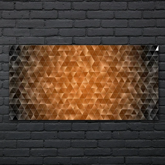 STAMPA VETRO GEOMETRICA triangoli astratti 140x70 quadro arte da parete ...
