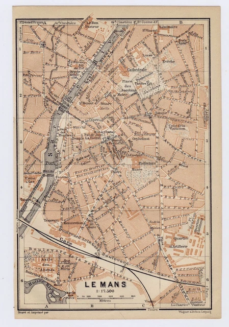 1919 ORIGINAL VINTAGE City Map Of Le Mans / Pays De La Loire / France £ ...