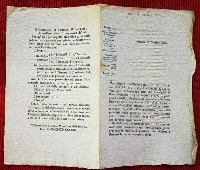 8243-DUCHY OF PARMA E Piacenza, X Who Enjoys The Privilege Of Guarantee ...