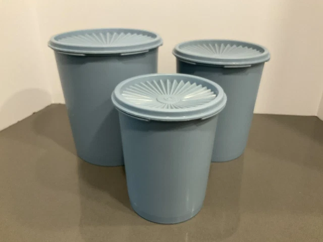 3 VINTAGE TUPPERWARE Canister Set Country Blue with Lids $24.99 - PicClick