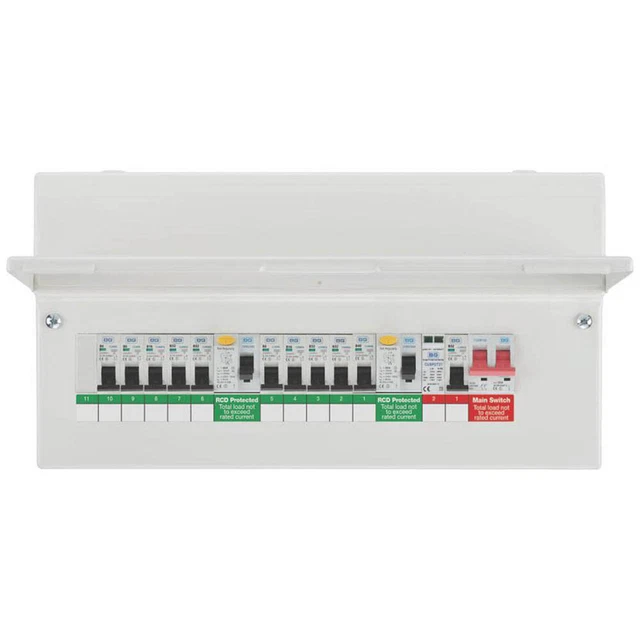 BRITISH GENERAL CONSUMER Unit Fortress Range 10Way 19Module Dual RCD ...
