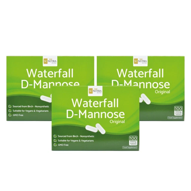 WATERFALL D-MANNOSE TABLETS 500mg 3 Packs | Cystitis & UTI Treatment ...