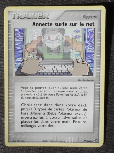 CARTE POKÉMON, ANNETTE surfe sur le net, Ex Emeraude , 77/106, Bloc Ex ...