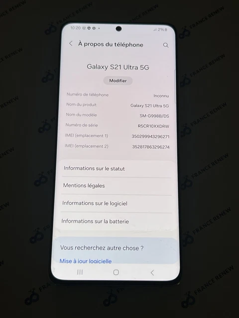 SMARTPHONE SAMSUNG GALAXY S21 ULTRA 5G SM-G998B/DS 256 Go OCCASION EUR ...