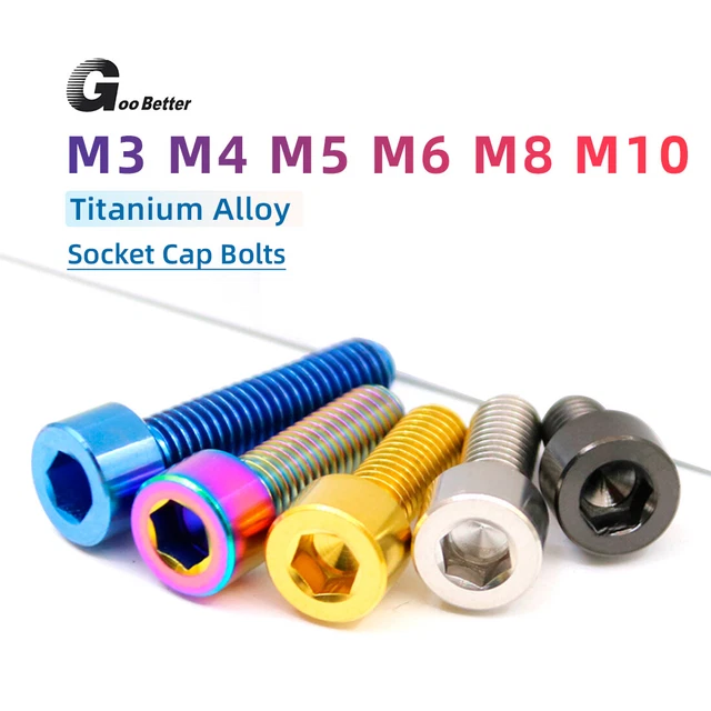 TC4 TITANIUM BOLTS M3 M4 M5 M6 M8 M10 Color Allen Socket Cap Head Ti ...