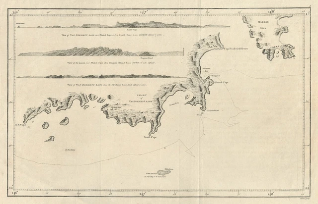 MAPPA ANTICA &&CHART of Van Diemen's Land"" W. Bligh, 1785 EUR 151,57 ...