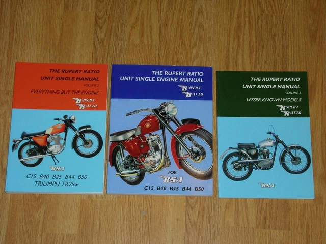BSA UNIT SINGLES C15,B40,B25,B44,B50,Tr25W Set Of Repair Manuals By ...