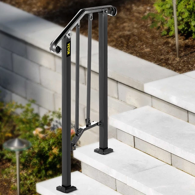 VEVOR ADJUSTABLE WROUGHT Iron Handrail Outdoor Stairs Handrail Fits 1 ...