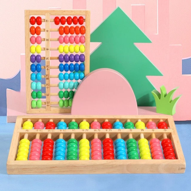 WOODEN CALCULATION BEAD Square Calculation Rack Wooden Abacus for Kids ...