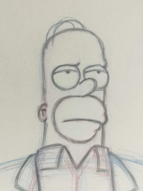 THE SIMPSONS PRODUCTION Drawing Cel Art Homer Character Sketch ...