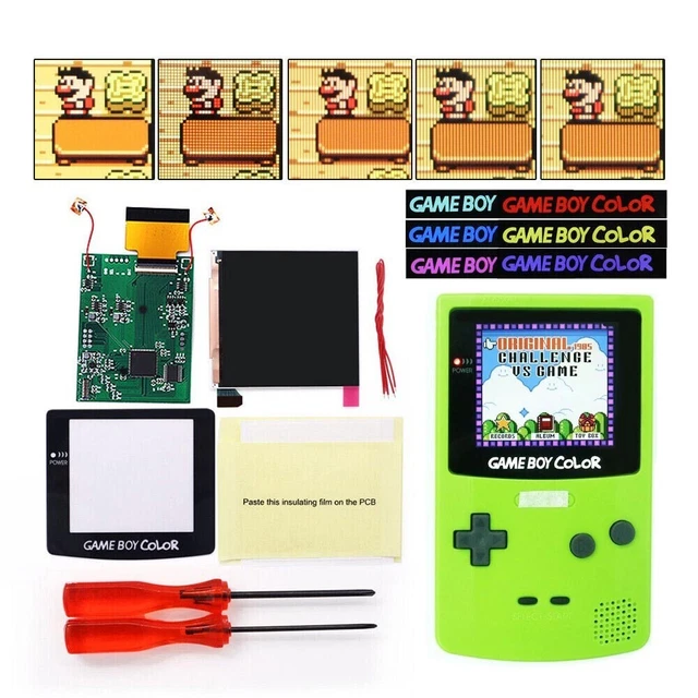 KIT LCD RETROILLUMINAZIONE pixel GameBoy Color Q5 IPS per console ...