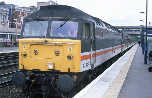 COLOUR SLIDE, CLASS 47, 47848, Inter City, Kensington Olympia, Jul 99 £ ...