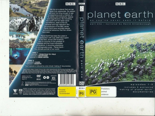 PLANET EARTH PART 1 DVD BBC Reg 4 PAL David Attenborough Box Set Animal ...