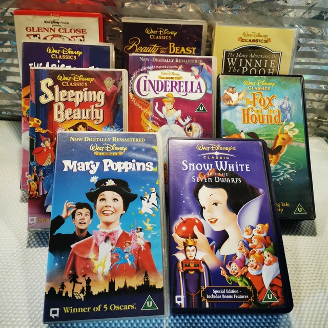 9 VHS WALT Disney Classics Snow White - Cinderella - Sleeping Beauty ...