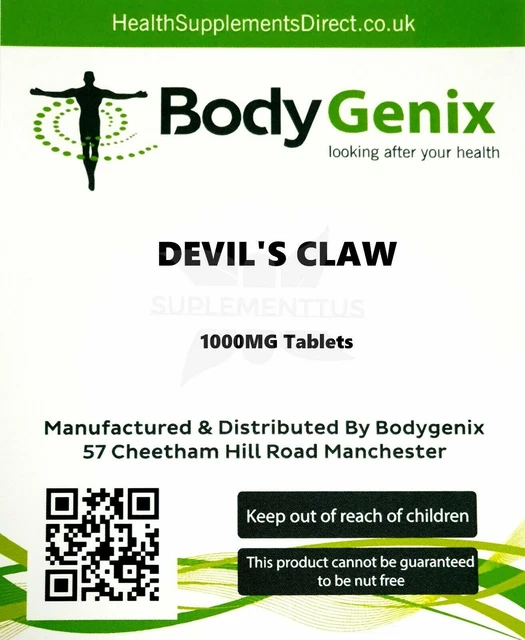 BODYGENIX DEVILS CLAW 1000MG TABS - Helps Back Pain, Muscle Pain ...