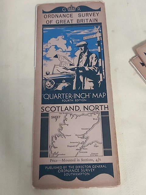 VINTAGE ORDNANCE SURVEY Quarter Inch Map Fourth Edt Scotland North ...