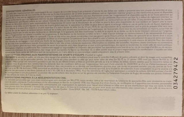 SYLVIE VARTAN - Ticket concert n° 01 - PDC Paris - Samedi 12 Avril 2008 ...