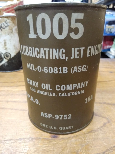 SAMPLE DISPLAY VTG Qt Lubricating Jet Engine Oil Can Military Airplane ...