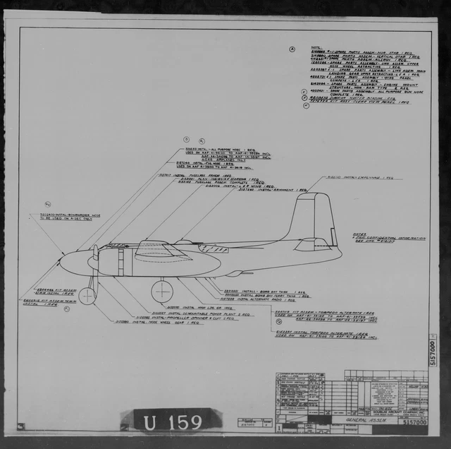 DOUGLAS A-26 INVADER 1940's Factory Blueprints WW2 B-26 Aircraft ...