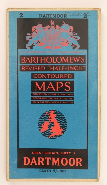 BARTHOLOMEW'S REVISED 'HALF-INCH' map Sheet 2 Dartmoor - cloth-backed £ ...