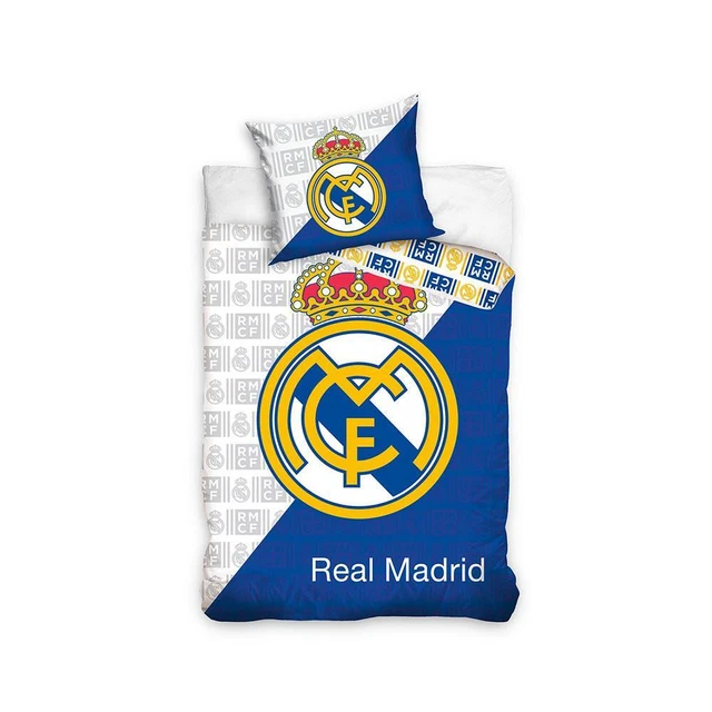 REAL MADRID LOGO Housse Couette Simple et Taie Set Réversible Football ...
