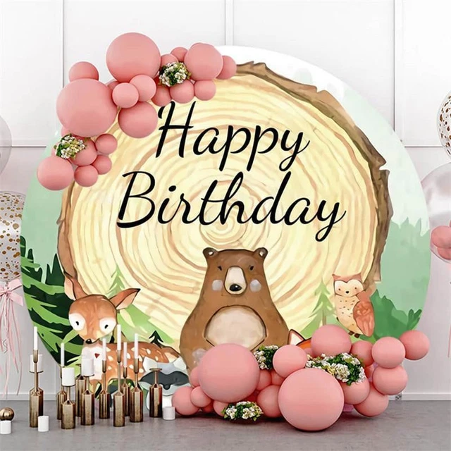 CIRCLE WOODEN CUTE Animals Happy Birthday Backdrop $37.90 - PicClick AU