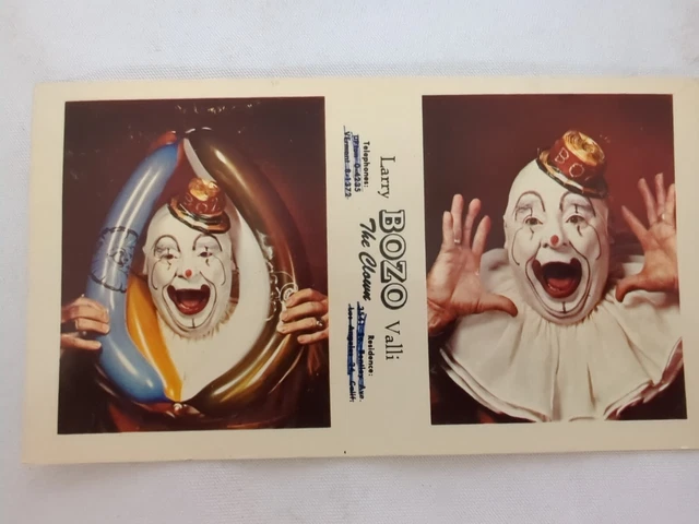 VINTAGE BOZO THE Clown (Larry Valli) since 1921 3x5" postcard £5.80 ...