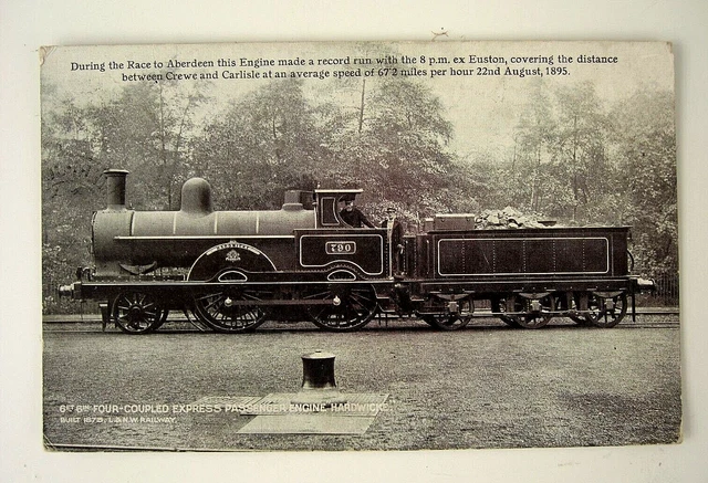 ANTIQUE POSTCARD LNWR Railway Four Coupled Express Locomotive Hardwicke ...