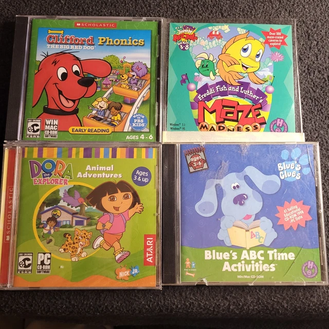 VTG CLIFFORD THE Big Red Dog Blues Clues Dora Explorer Maze Madness Lot ...