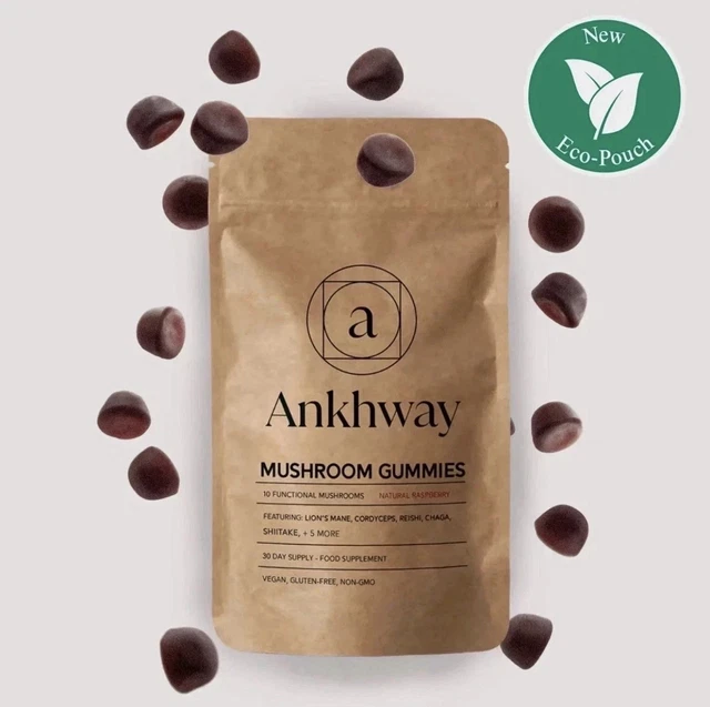 ANKHWAY MUSHROOM GUMMIES - 10 Superfood Blend | Vegan, Gluten-Free | 30 ...