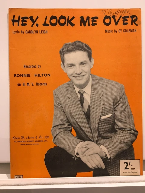 RARE VINTAGE ORIGINAL Sheet Music - Hey, Look Me Over - Ronnie Hilton £ ...