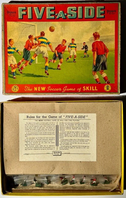 VINTAGE PEPYS BOARD Game Five-a-Side 1947 Football Lead Figures WW2 ...