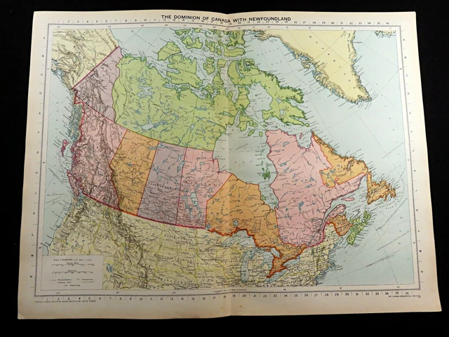 WW2 MAP DOMINION of Canada Newfoundland Ontario Canadian Wartime ...