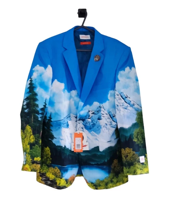 OPPOSUITS MENS SUIT jacket multicoloured bob ross collared button up ...