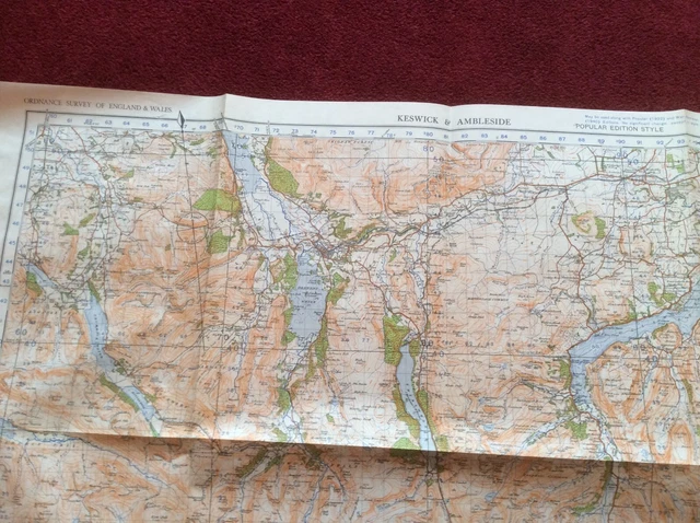 WW2 W.D. 1940 Military Map Keswick & Ambleside Lake District Home Guard ...