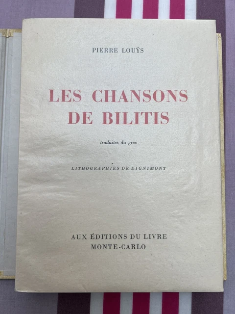 PIERRE LOUŸS LES Chansons de Bilitis Lithographies Dignimont 1947 ...