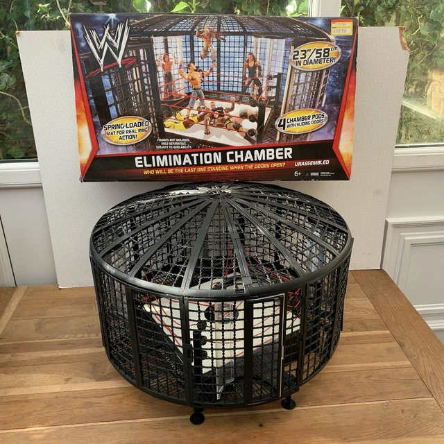 MATTEL WWE ELIMINATION Chamber Wrestling Action Figure Ring Playset ...