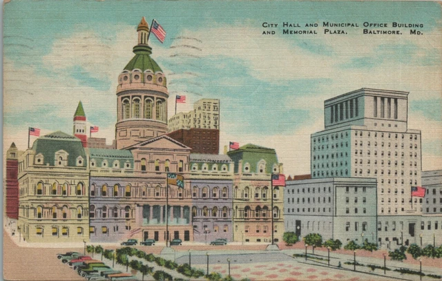 CITY HALL MUNICIPAL Office Building Baltimore Maryland Vintage Postcard ...