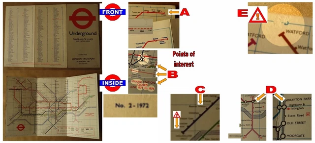 VINTAGE ORIGINAL LONDON Underground MAP 1964 fold up pocket underground ...