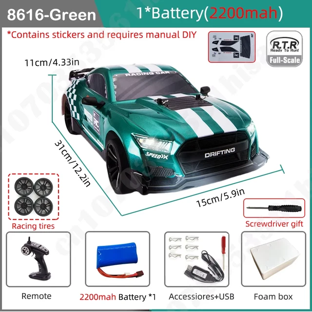 1/14 SCALE FORD Mustang RC Drift Car - High-Speed 4WD Remote Control ...