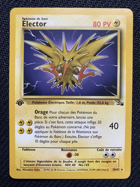 CARTE POKÉMON ELECTOR 30/62 edition 1 Rare Fossile - Bloc Wizards FR ...
