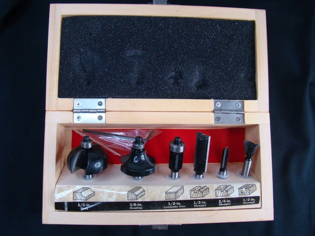 SEARS CRAFTSMAN 6 Piece Router Bit Set in Wood Box Vintage woodworking ...