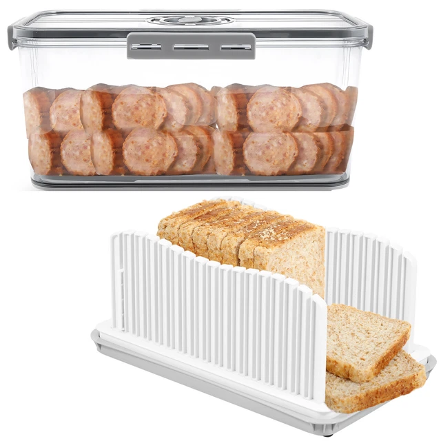 BREAD BOX BREAD Slicer Set Slicer Airtight Storage Container Time ...