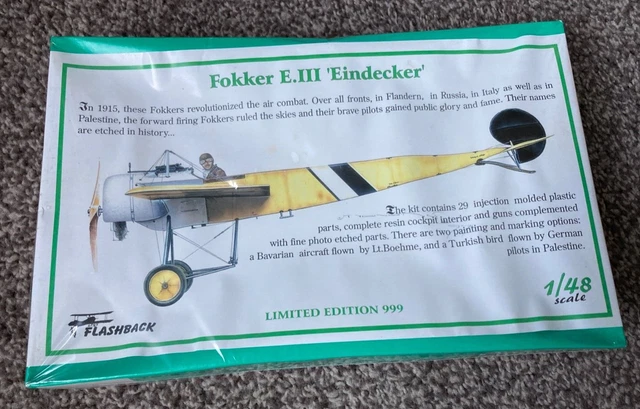RARE MODEL PLANE kit Fokker Eindecker E111 Flashback Limited Ed 999 1/ ...
